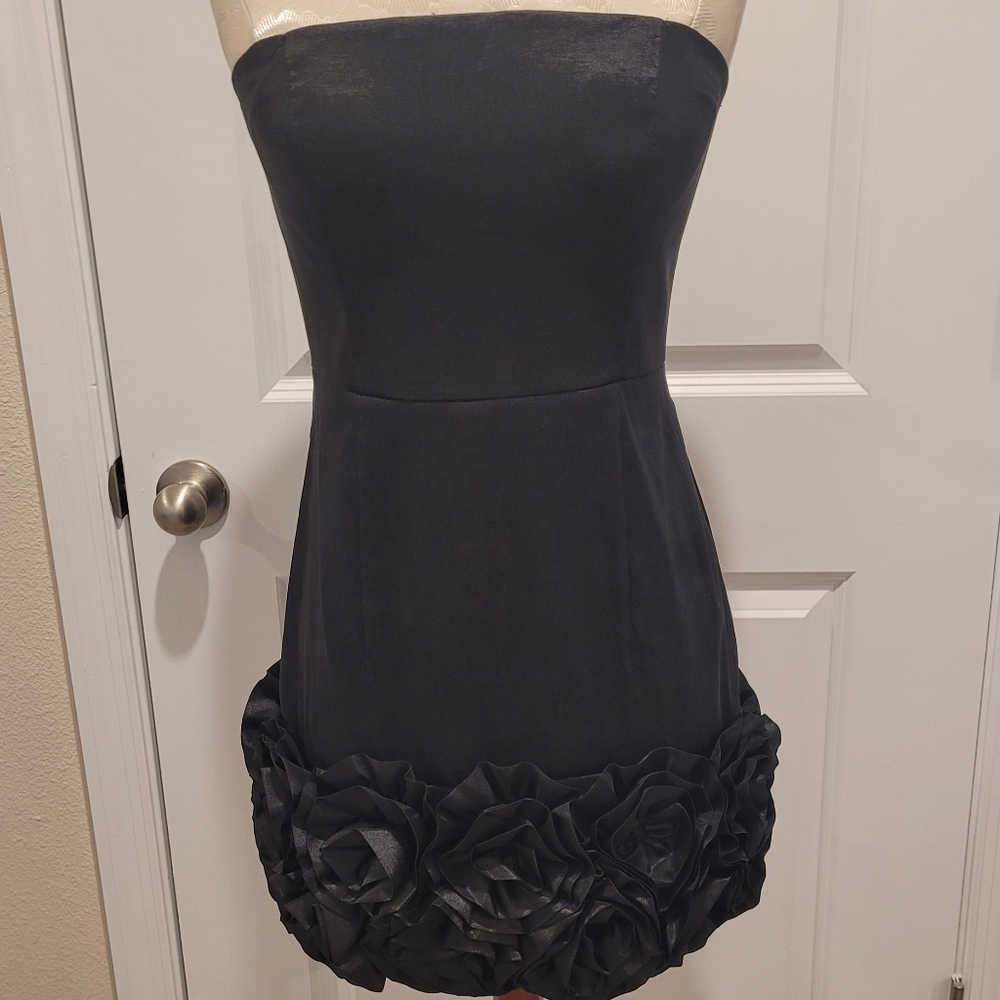 Masquerade Black Strapless Flower Mini Dress - Gem